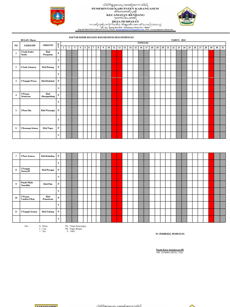 ABSENSI KBD PEMPATAN | PDF