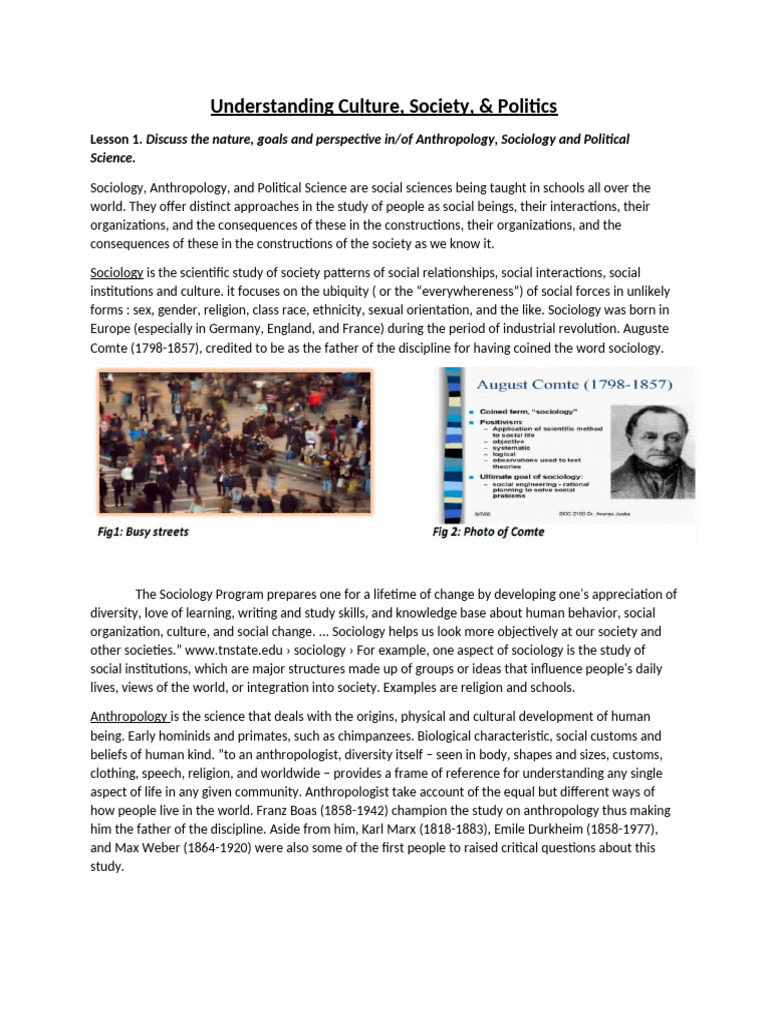 Q1 Understanding Culture | PDF | Sociology | Society