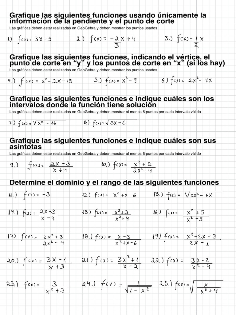 Tarea Individual - Dominio Y Rango de Funciones | PDF