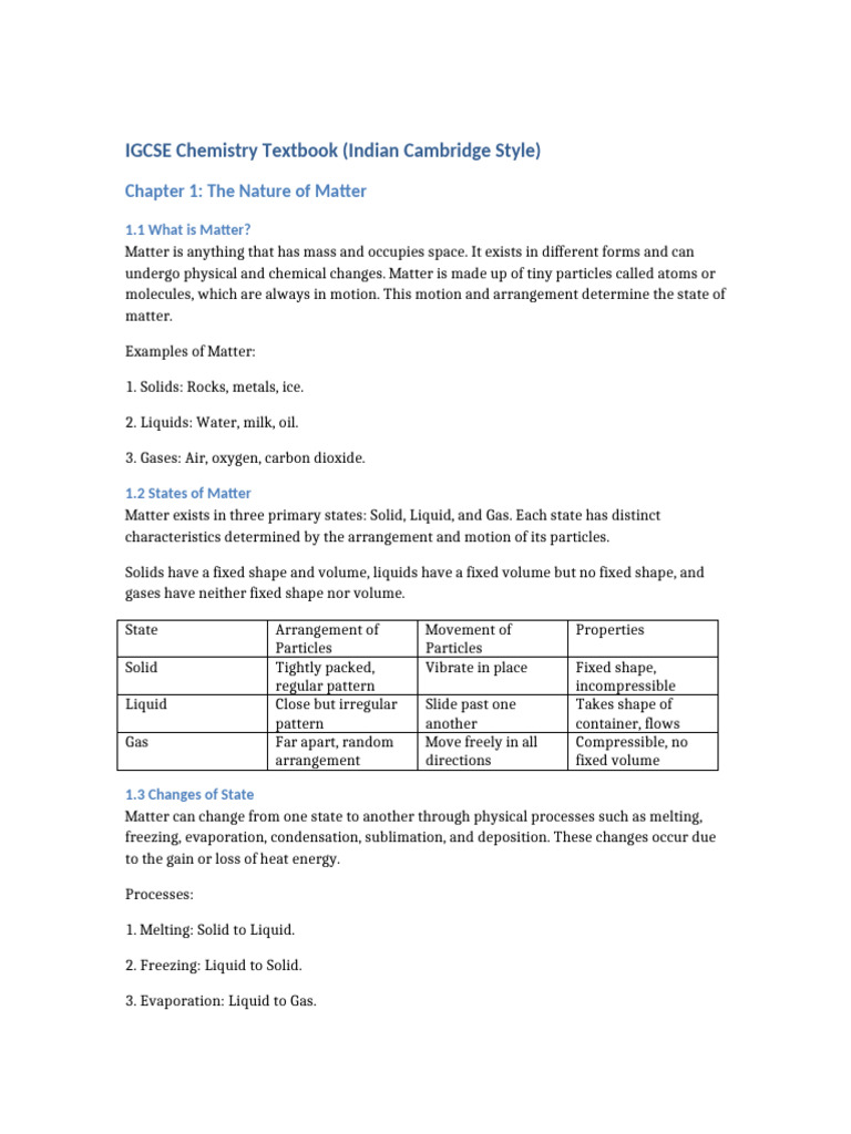 IGCSE Chemistry Textbook Part1 | PDF