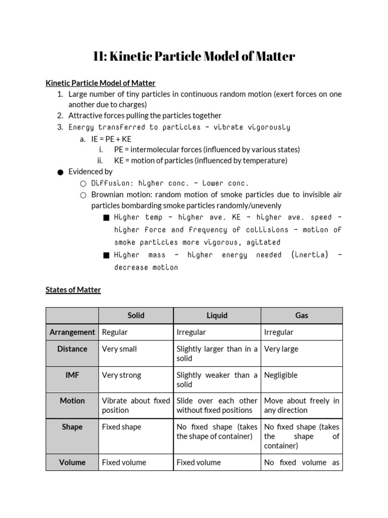 Kinetic Particle Model of Matter | PDF | Gases | Pressure