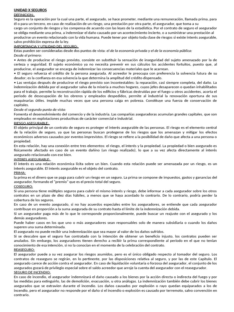 Unidad X Seguros | PDF | Seguro | Reaseguro