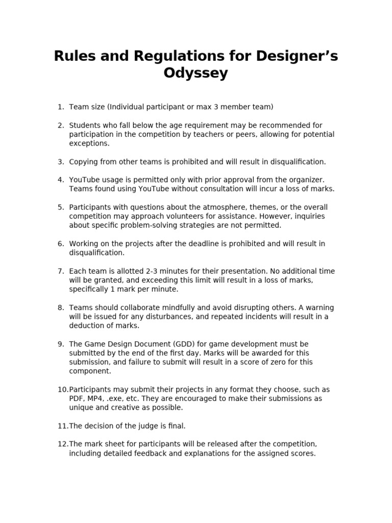 Game Jam Rules | PDF