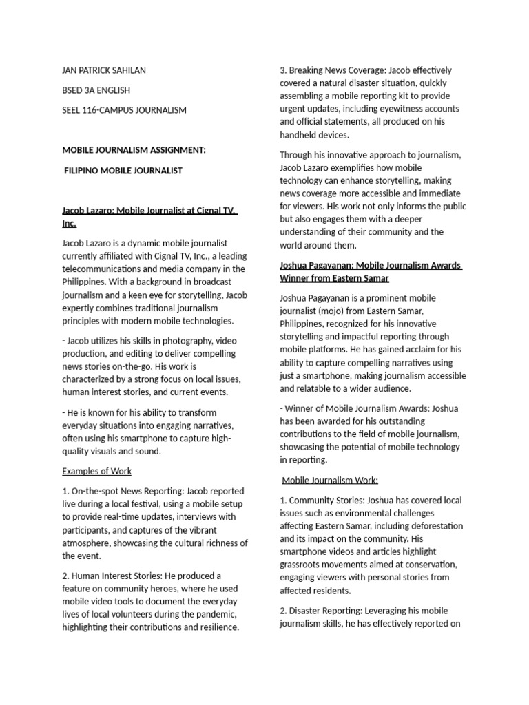 Filipino Mobile Journalists Showcase Impact | PDF | Journalism | News