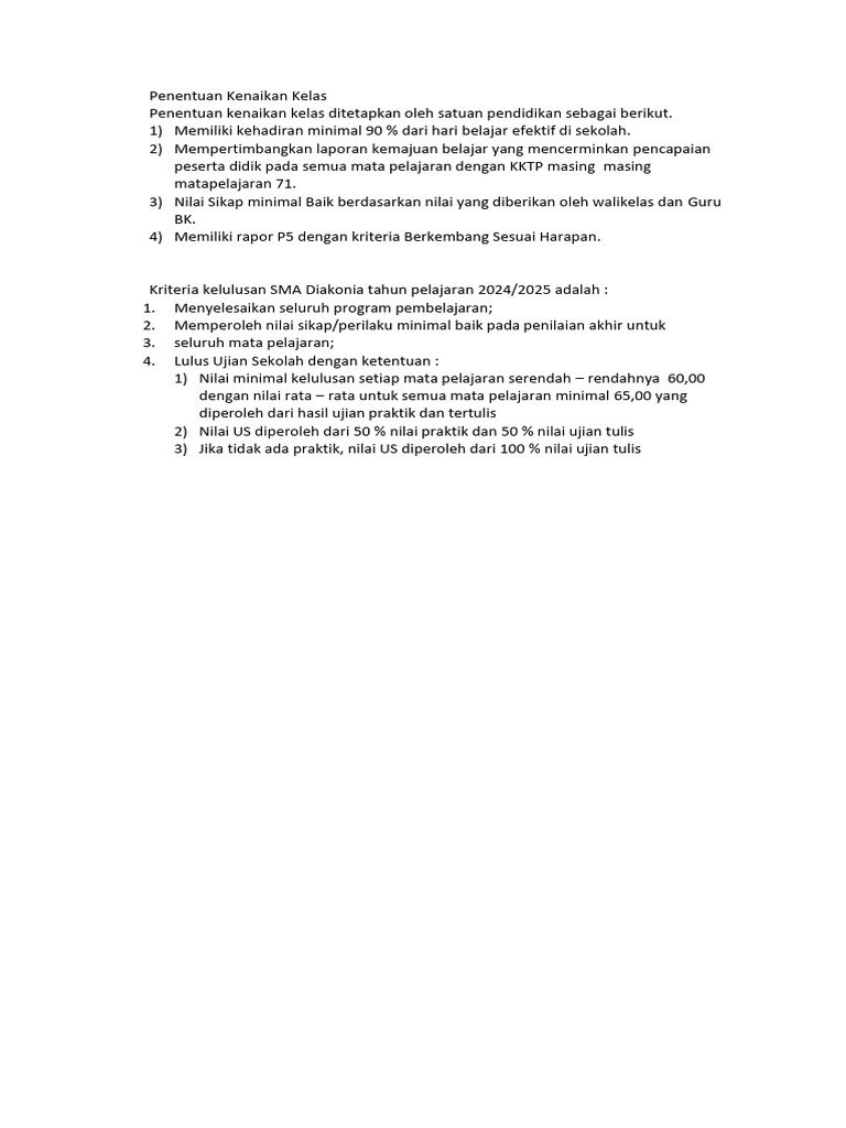 KRITERIA KENAIKAN DAN KELULUSAN | PDF