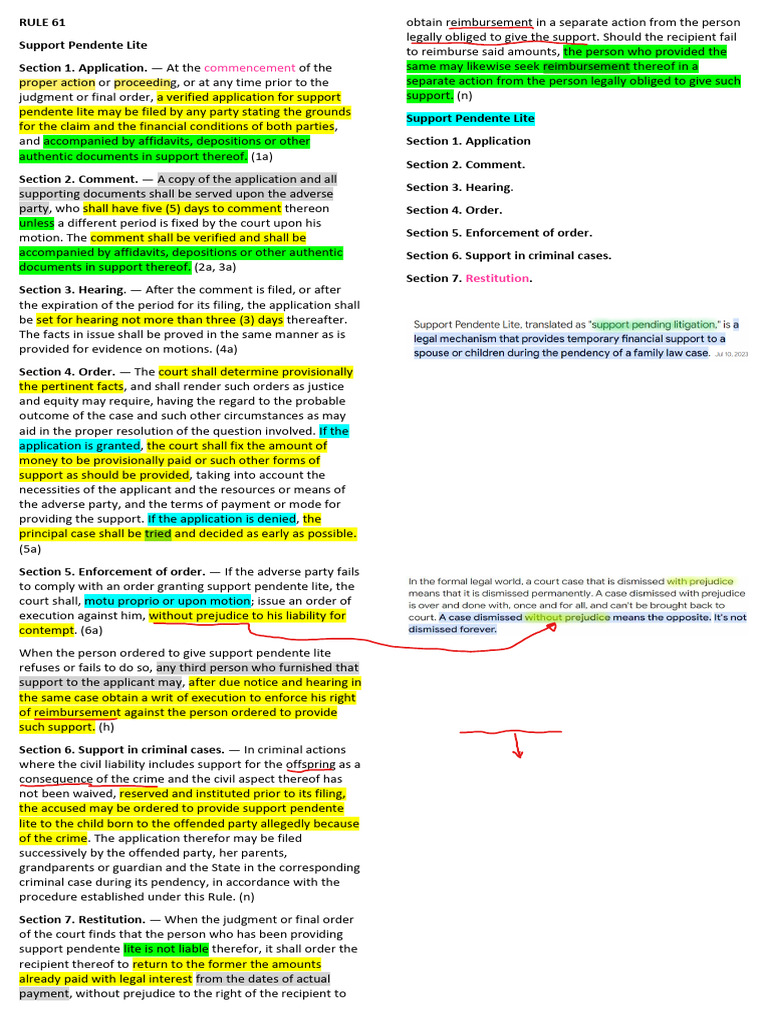 RULE 61 Support Pendente Lite | PDF | Affidavit | Public Law