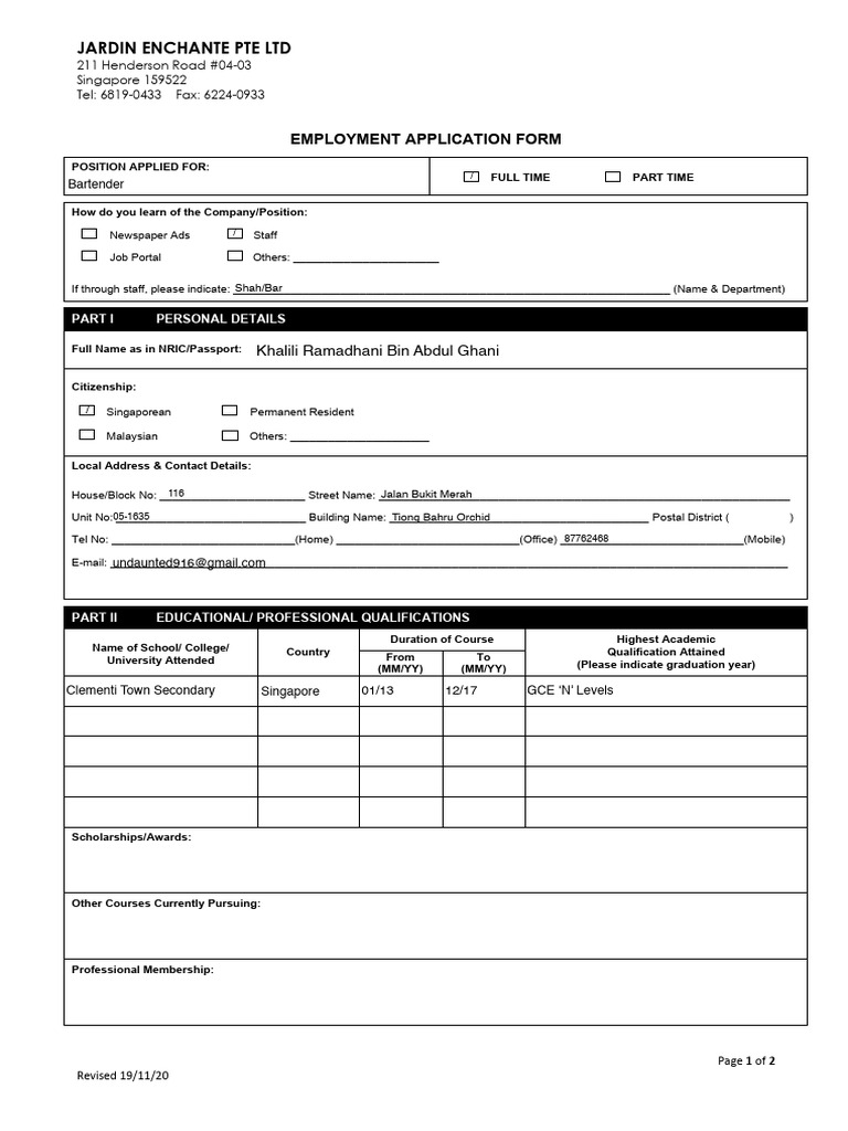 Employment Application Form_JEPL New | PDF | Justice | Crime & Violence