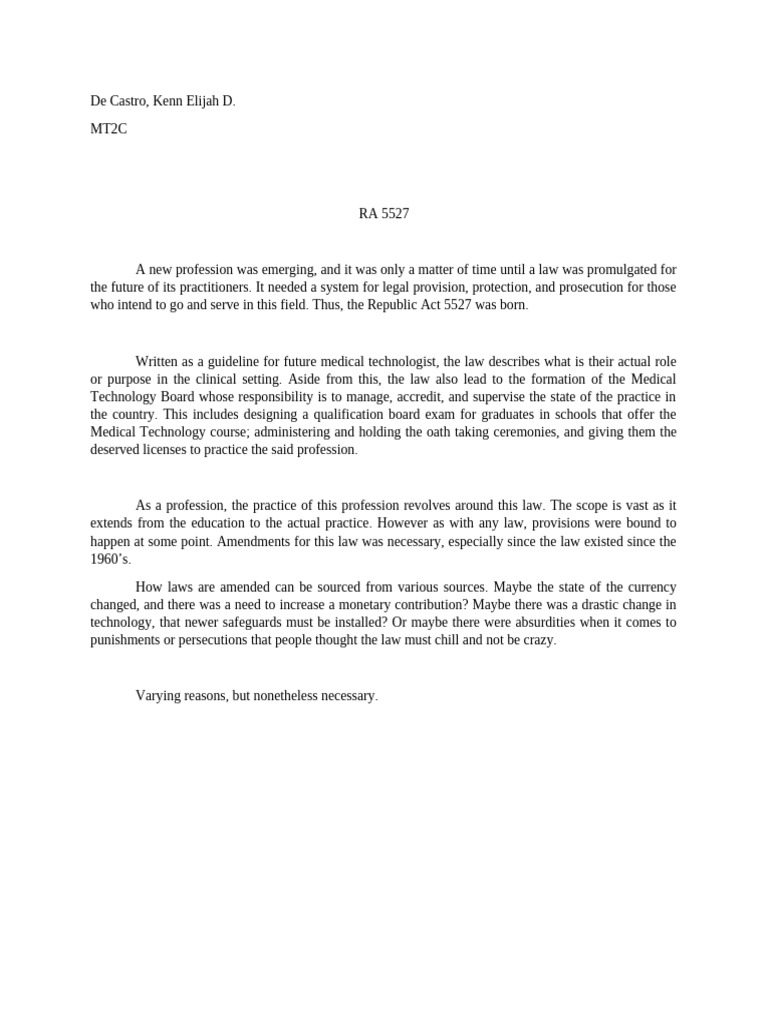 MTLB Quiz 1 - de Castro | PDF