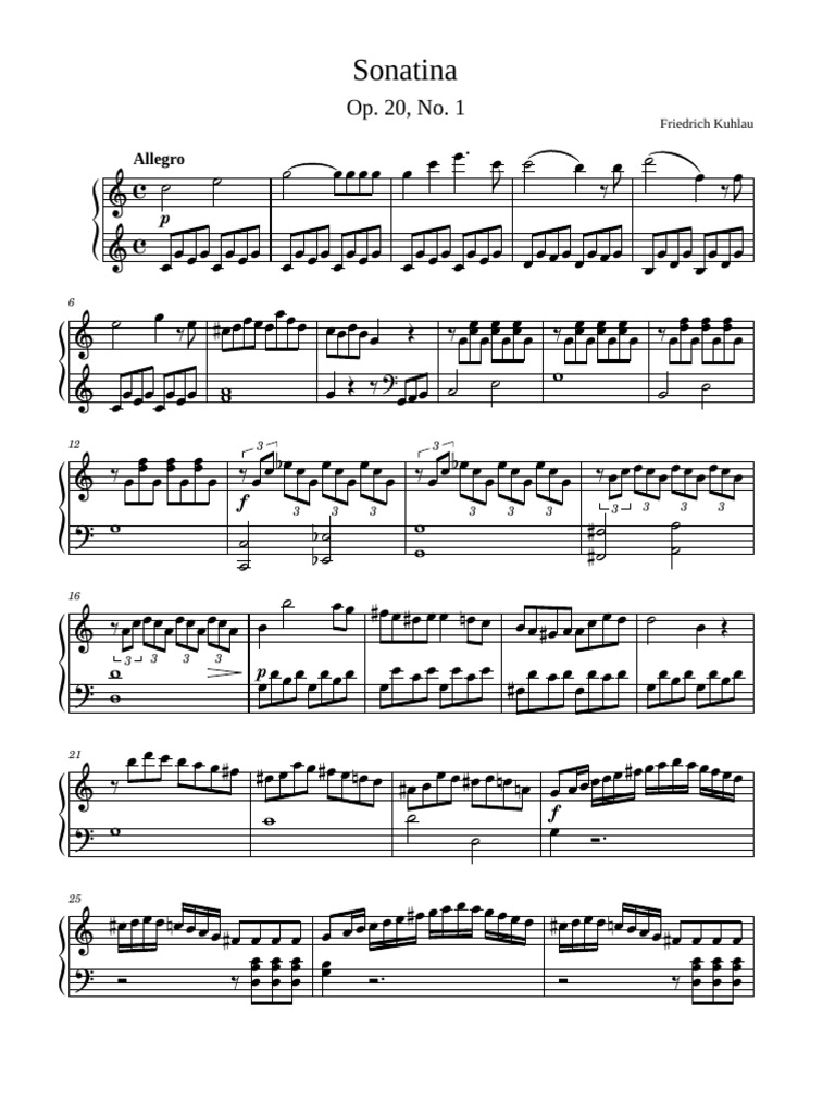 Piano Sonatina in C Major Op.20 No.1 Friedrich Kuhlau 1st Movement ...
