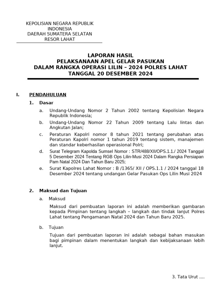 Lap Hasil Gelar Pasukan Ops Lilin 2024 | PDF