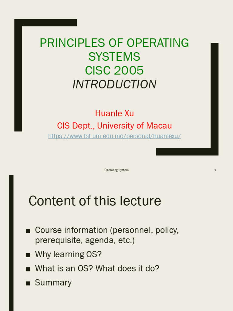 Lec1 Intro | PDF | Operating System | Process (Computing)