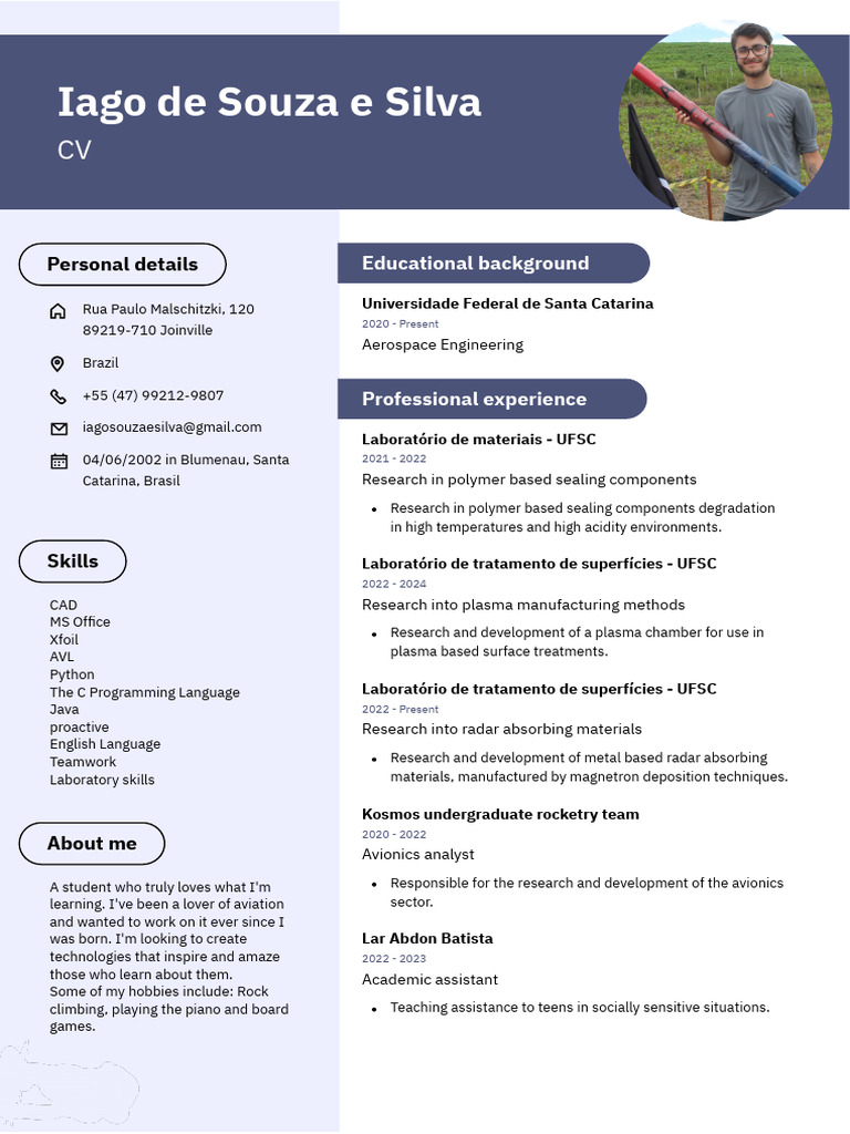 Iago de Souza e Silva: Personal Details | PDF