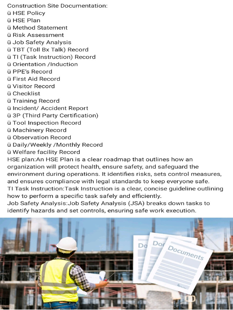 Site Hse & Construction Required Documents | PDF