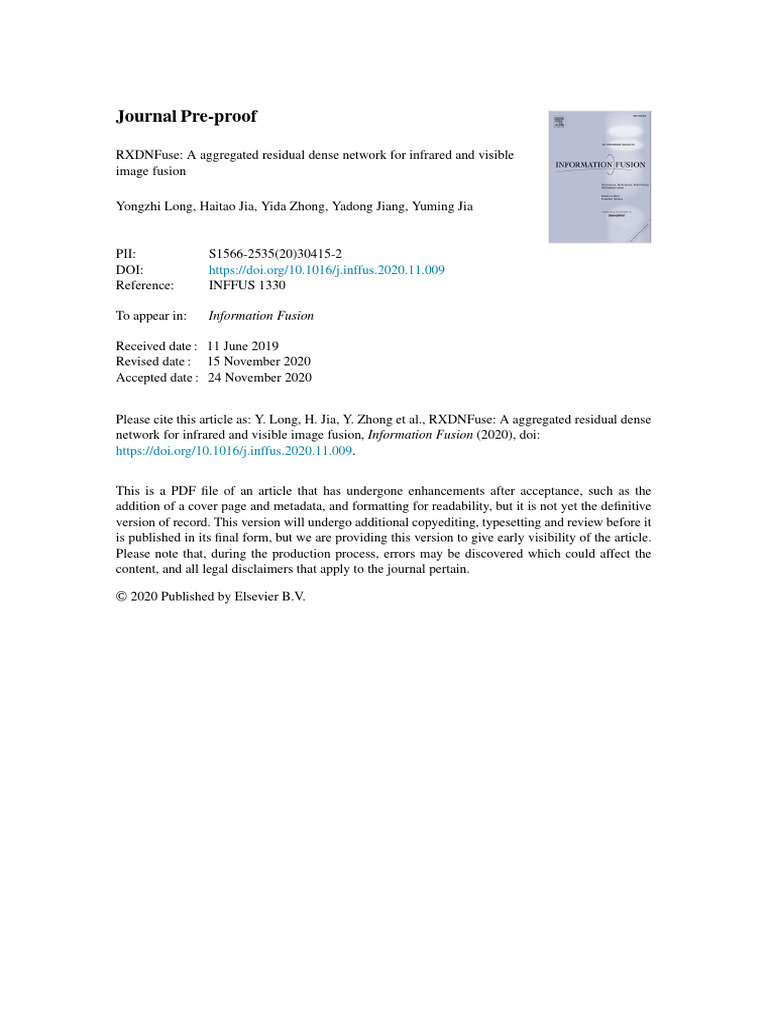 2020 Code Rxdnfuse A Aggregated Residual Dense Network For Infrared And Visible Image Fusion