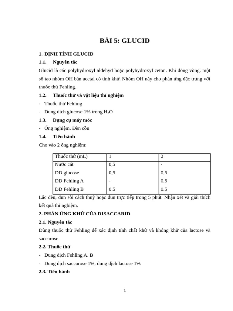Bài 5. Glucid (HS1) | PDF