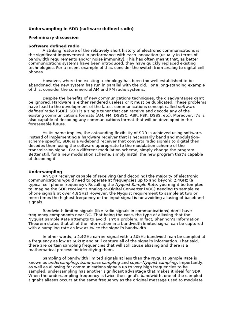 Undersampling Experiment Pdf Sampling Signal Processing Bandwidth Signal Processing 0912