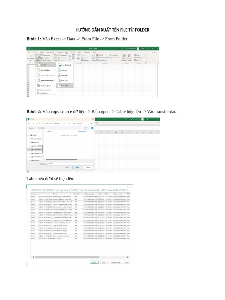 Z003_HƯỚNG DẪN XUẤT TÊN FILE TỪ FOLDER | PDF