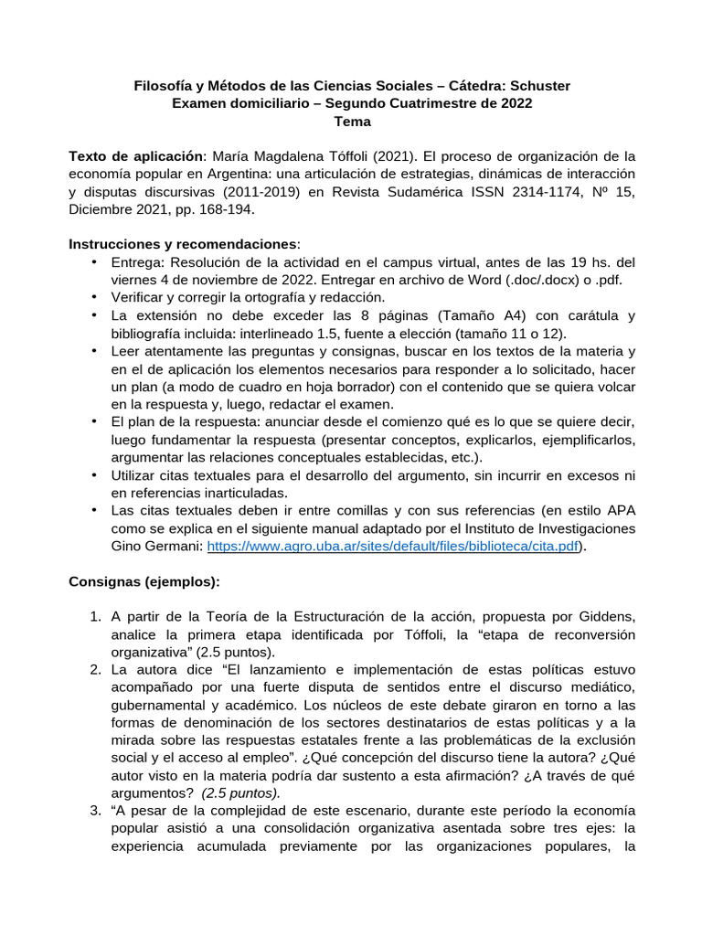 Tema 7 - 2022 - Consignas parcial domiciliario | PDF