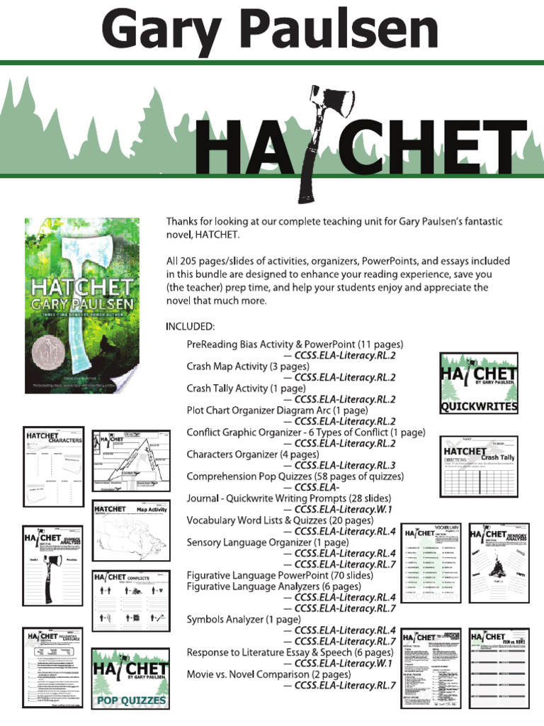 HATCHET Unit Plan Survival Novel Study Guide Digital Distance Learning ...