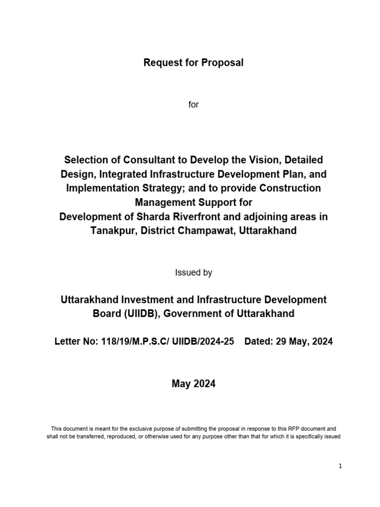 RFP for Sharda Riverfront Development | PDF | Request For Proposal ...