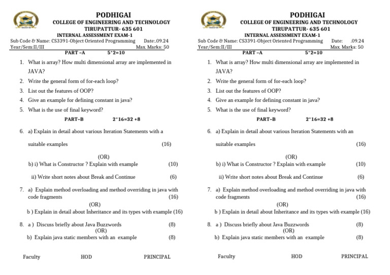 CS3391 -OOPS IAT-Answers | PDF | Method (Computer Programming) | Inheritance (Object Oriented ...
