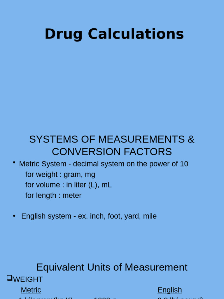 Chapter 5 Drug Calculations | PDF | Tablespoon | Ounce