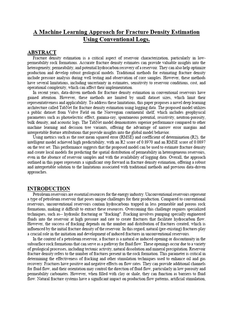 Fracture Density Estimation via Logs | PDF | Mean Squared Error | Petroleum Reservoir