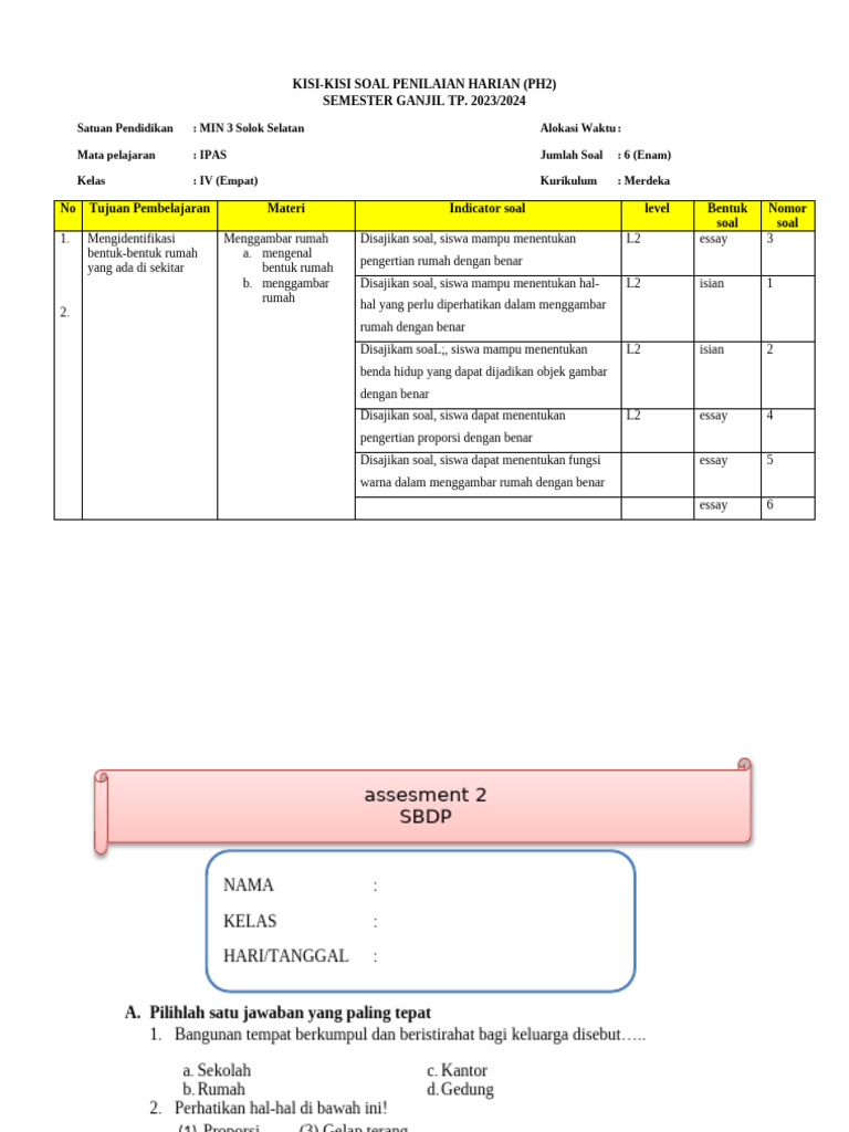 Soal Assesment 2 Sbdp | PDF