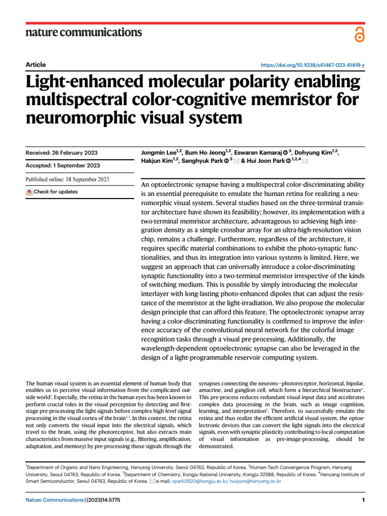s41467-023-41419-y | PDF | Retina | Visual Perception