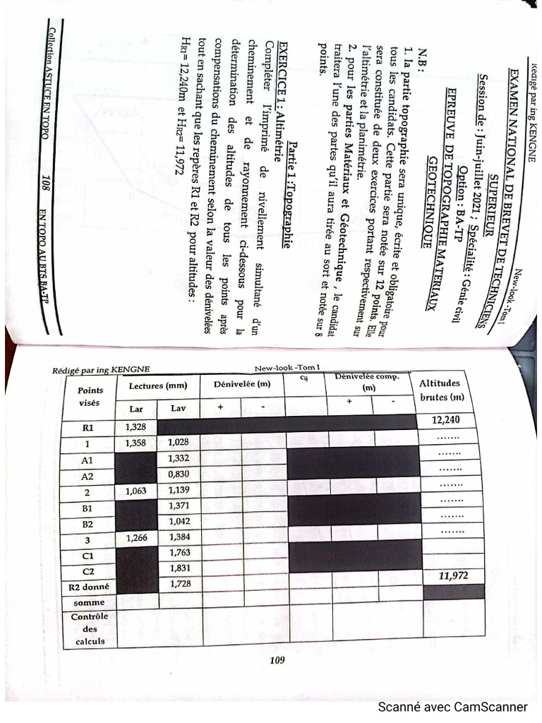 Exercice Nivellement Direct | PDF