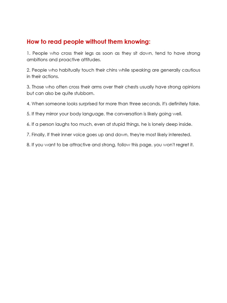 How To Read People Without Them Knowing | PDF