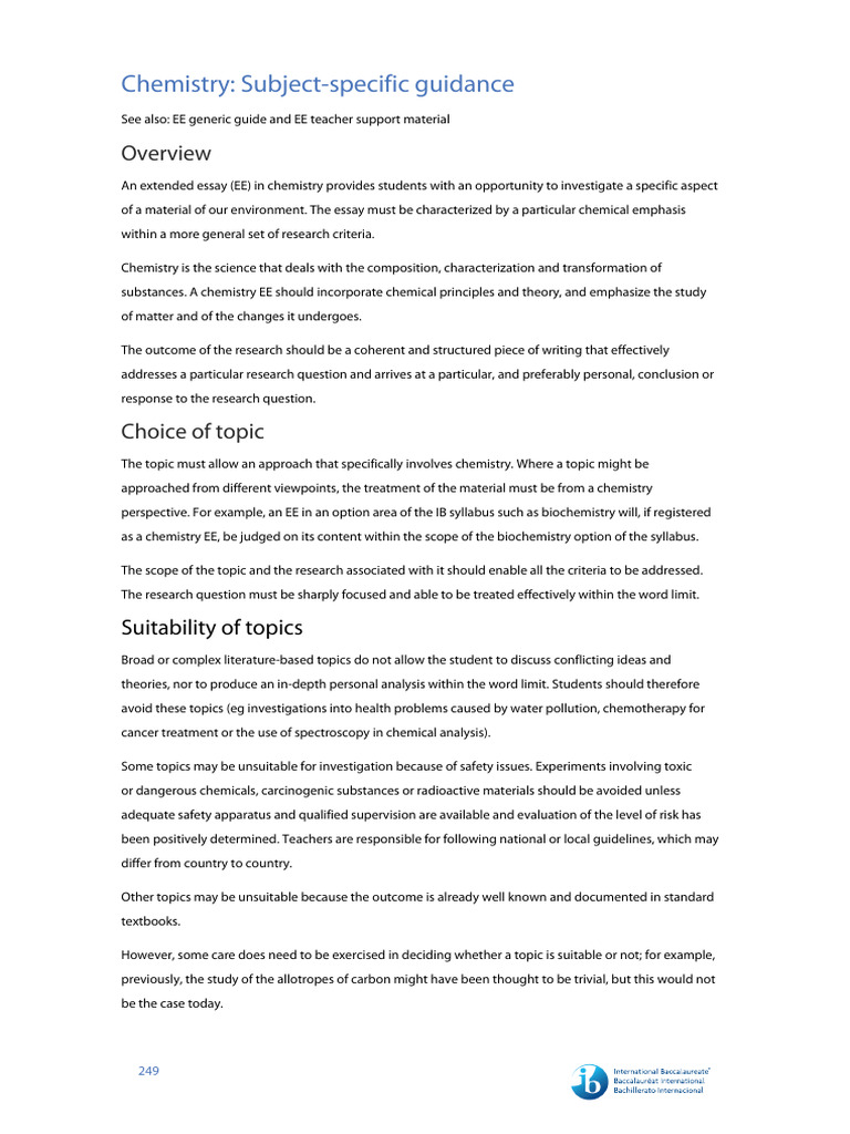 extended essay guide for Chemistry | PDF | Analysis | Essays