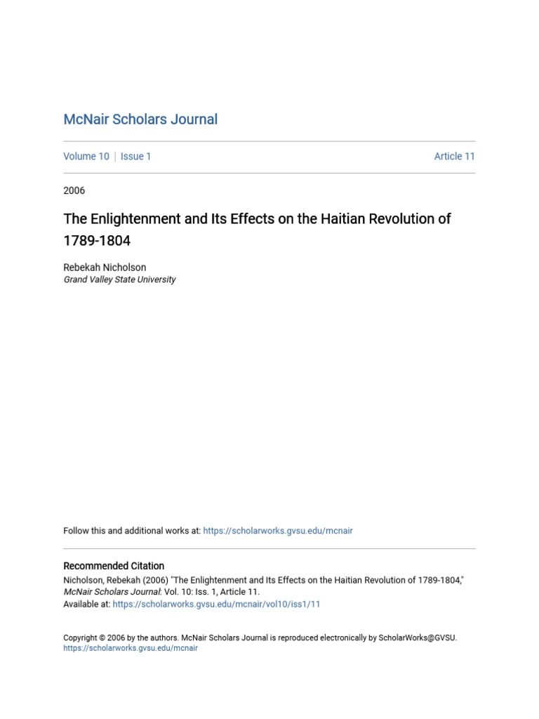 The Enlightenment and Its Effects On The Haitian Revolution of 17 | PDF ...