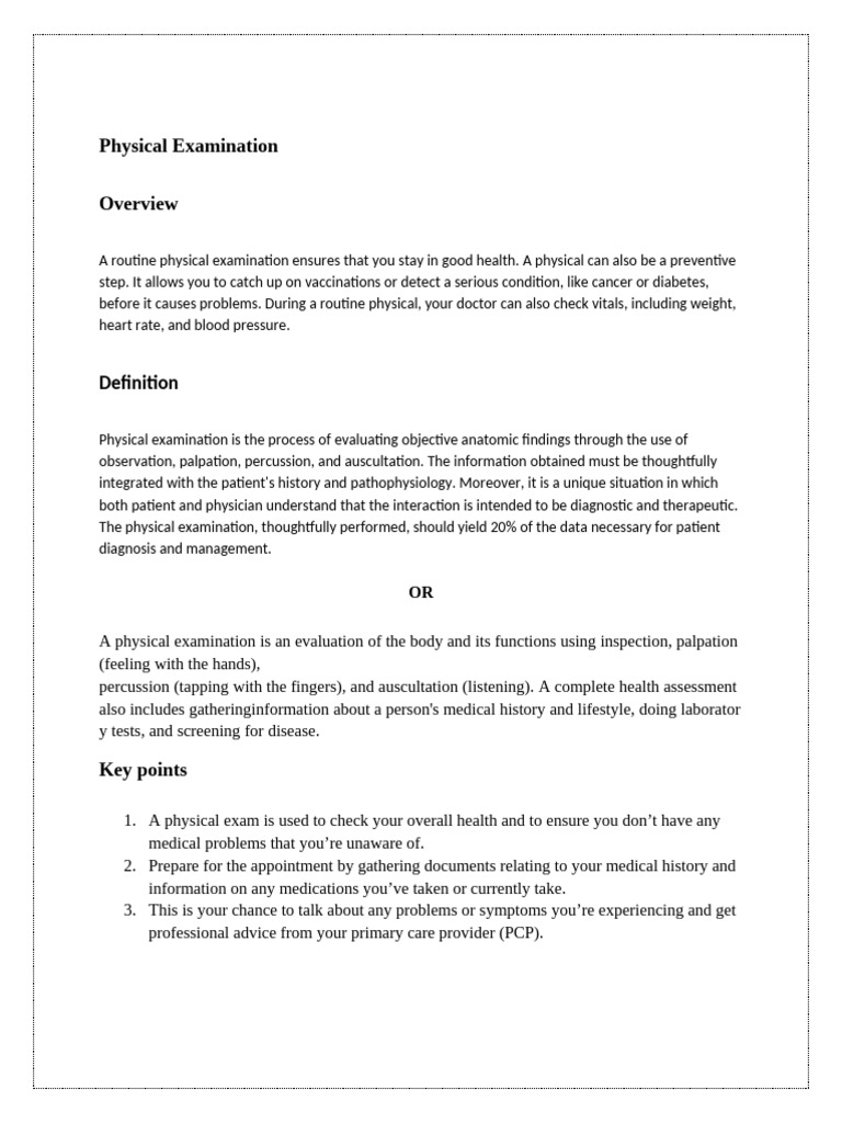 Importance of Routine Physical Exams | PDF | Physical Examination ...
