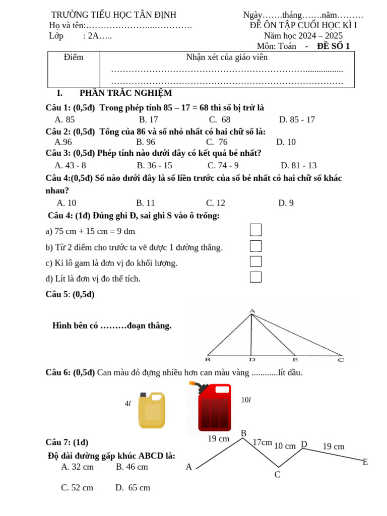 TOÁN - CK1 - ĐỀ ÔN SỐ 1 (REV) | PDF