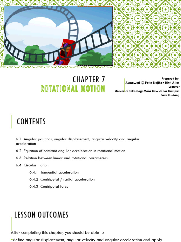 PHY130_CHAP 7 ROTATIONAL MOTION | PDF | Acceleration | Velocity