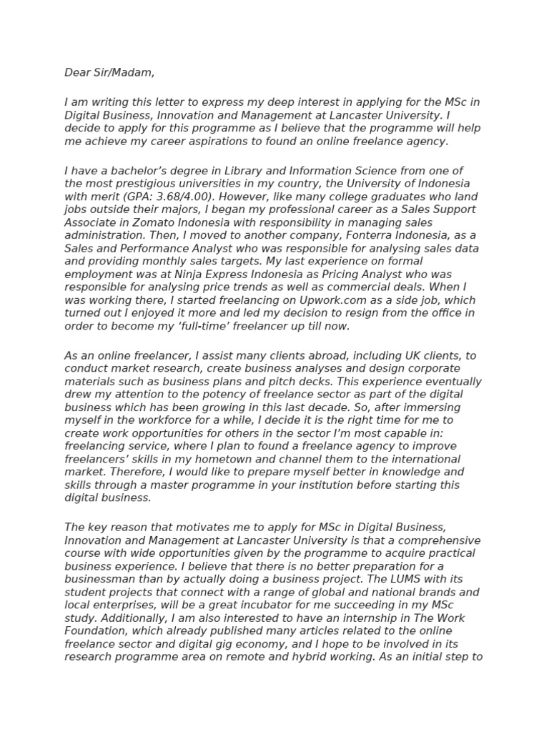 Template Motivation Letter | PDF