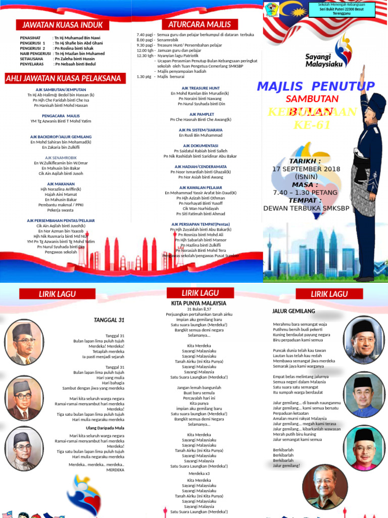 Contoh PAMPLET PENUTUP BULAN KEBANGSAAN SBP 2018 | PDF