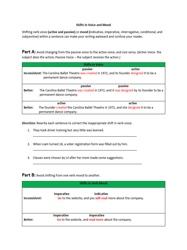 Shifts in Voice and Mood | PDF | Verb | Semantics