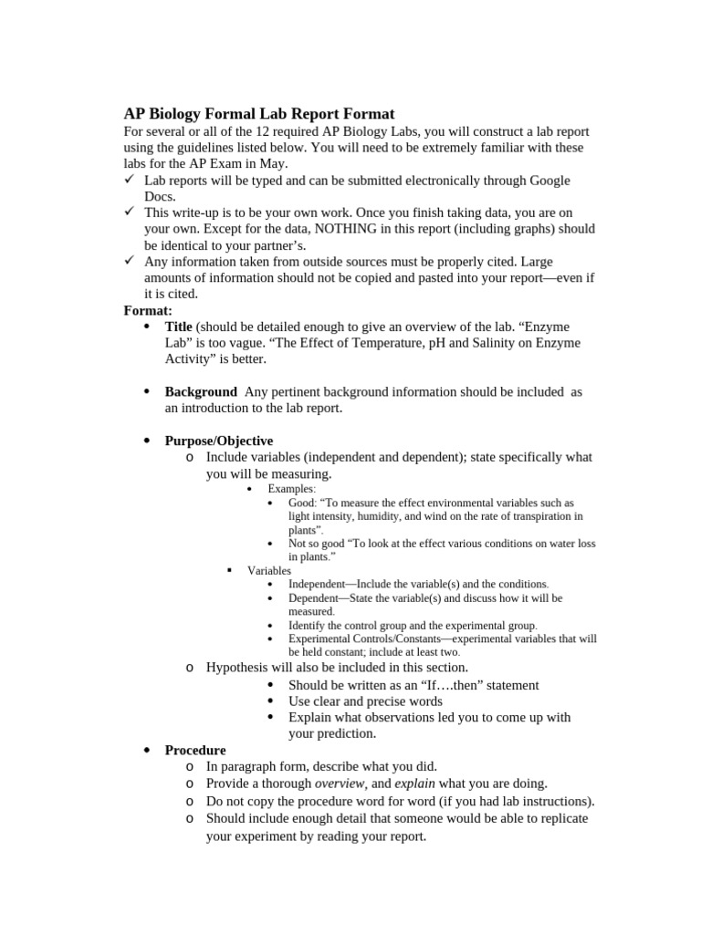 AP_Biology_Formal_Lab_Report_Format | PDF | Data | Experiment AP_Biology_Formal_Lab_Report_Format | PDF | Data | Experiment