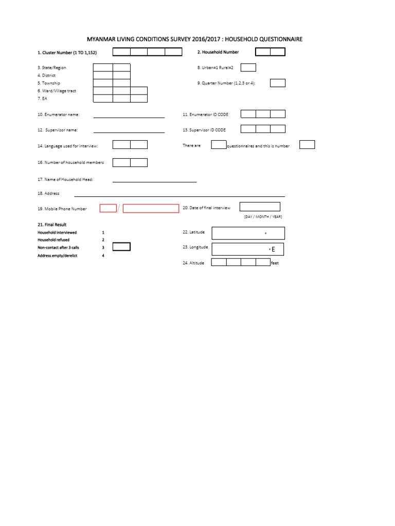 MLCS HH Questionnaire English | PDF | Patient | Clinic