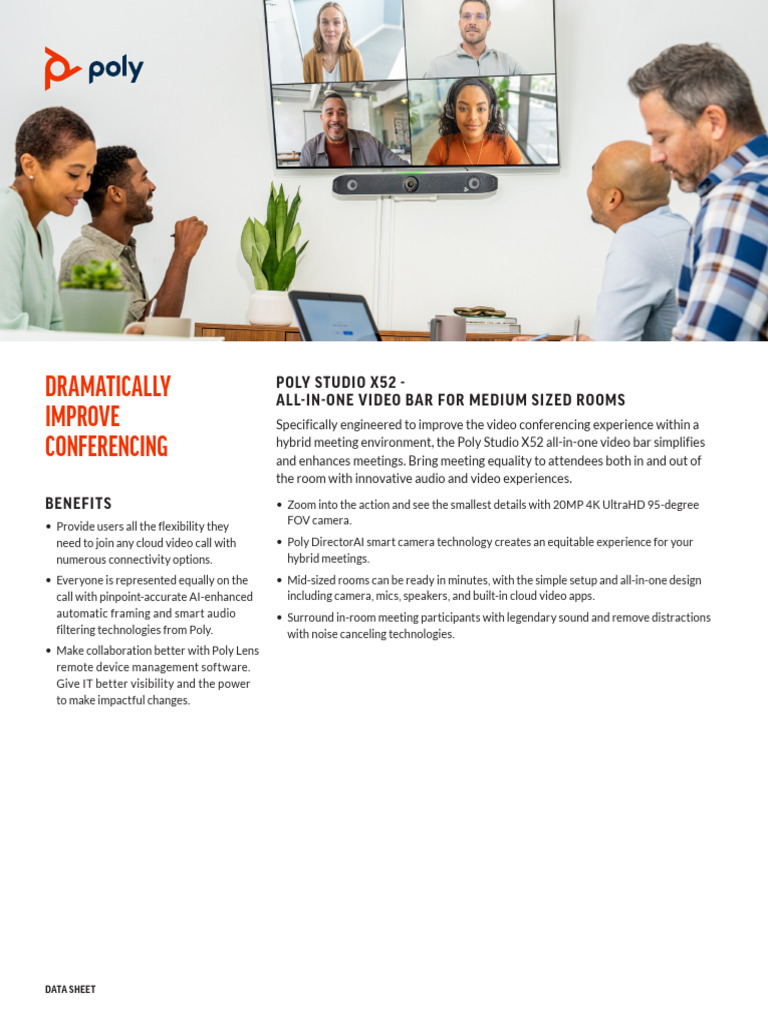 Poly Studio x52 Datasheet en | PDF | Hdmi | Computing
