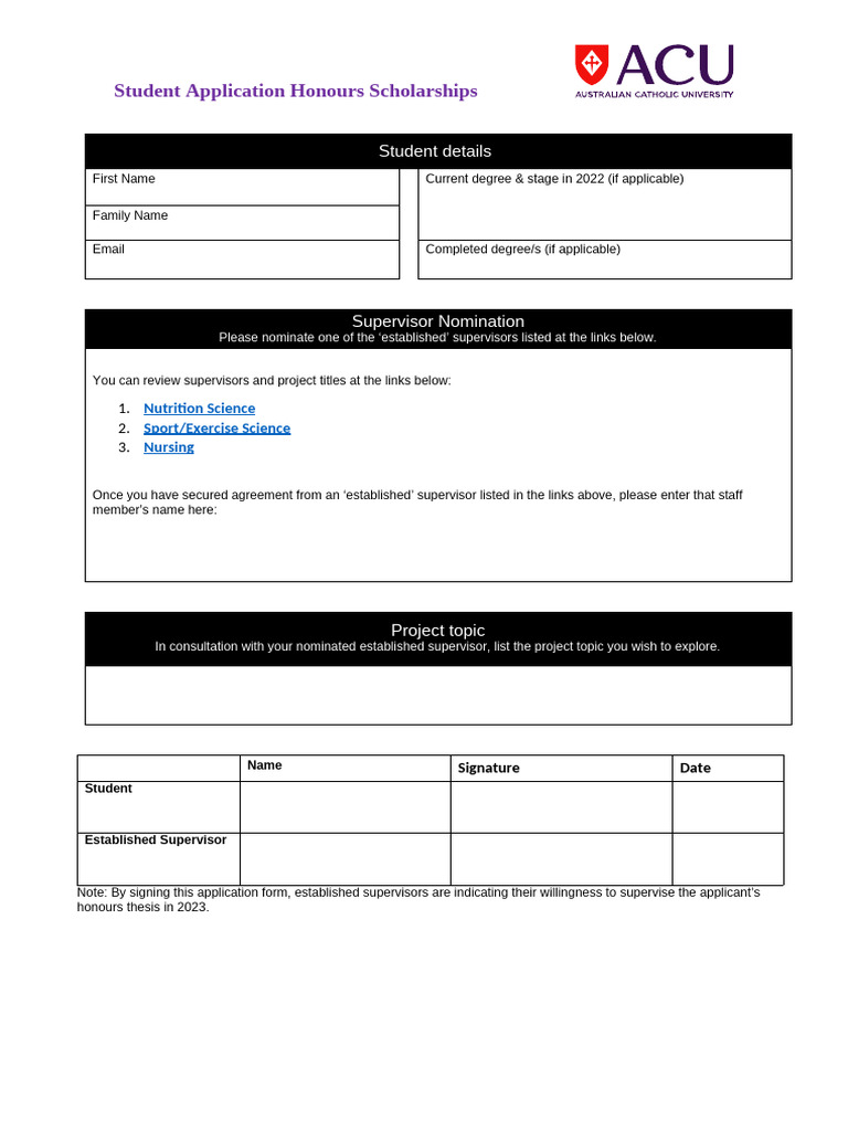 Student_Application_Form_-_Honours_Scholarship | PDF