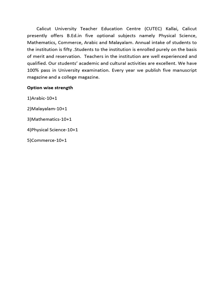 Calicut University Teacher Education Centre | PDF
