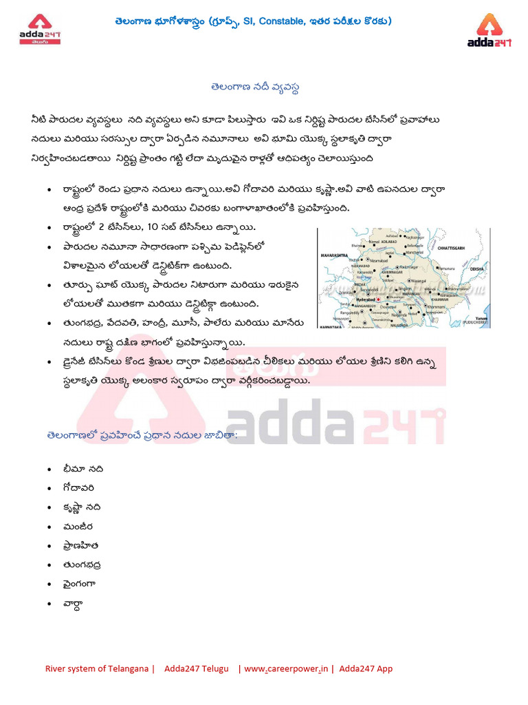 Telangana Geography River System of Telangana | PDF