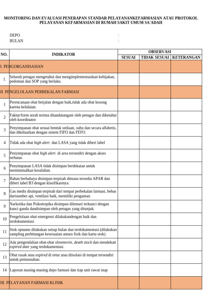 Hasil Monitoring Standar Pelayanan Farmasi | PDF