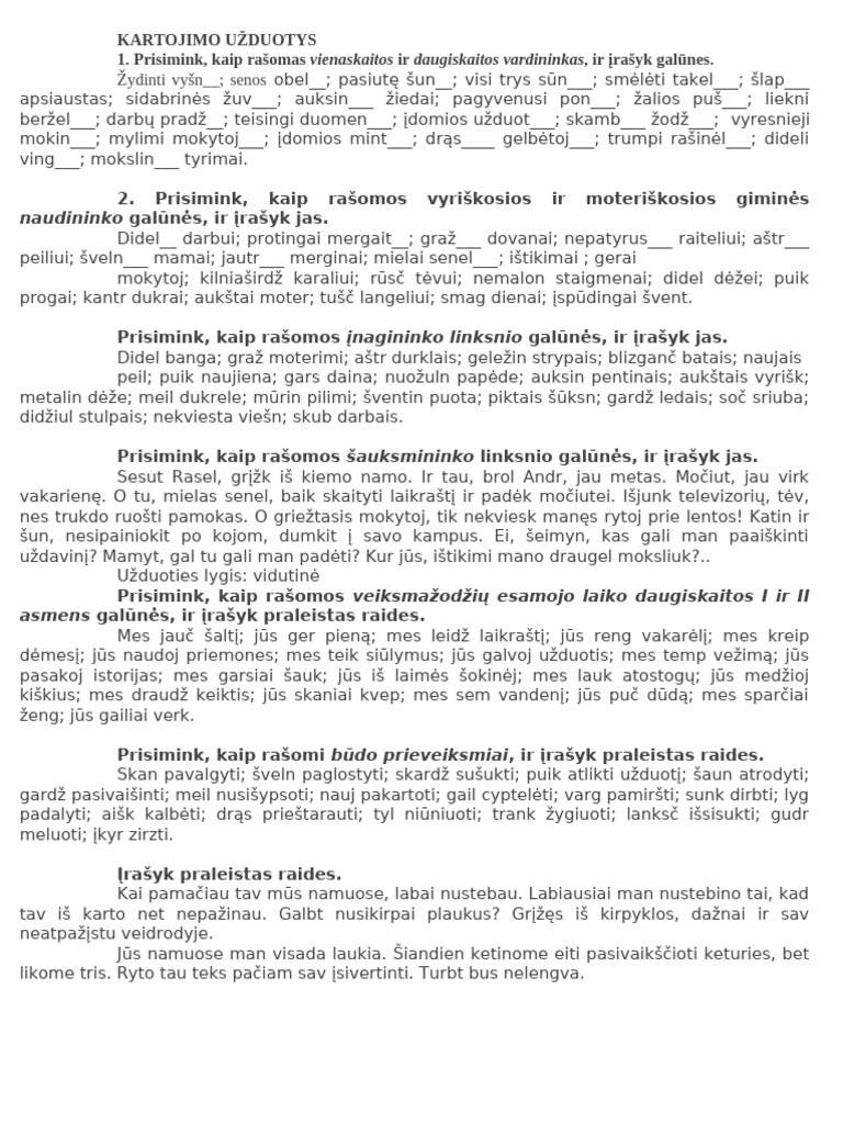 KARTOJIMO UŽDUOTYS 5 KL | PDF