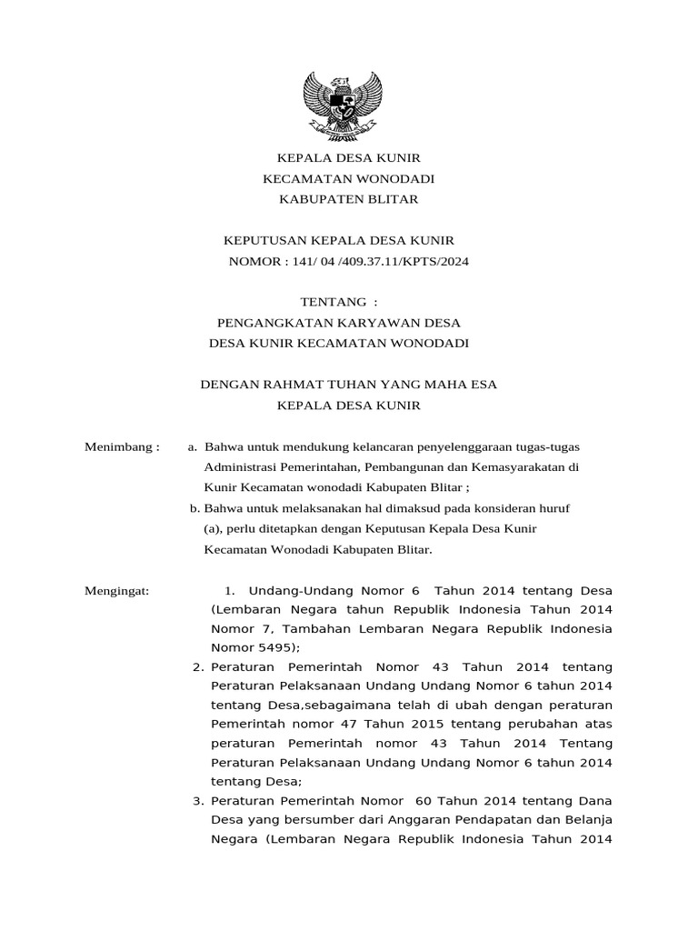 4 .SK Karyawan Desa | PDF