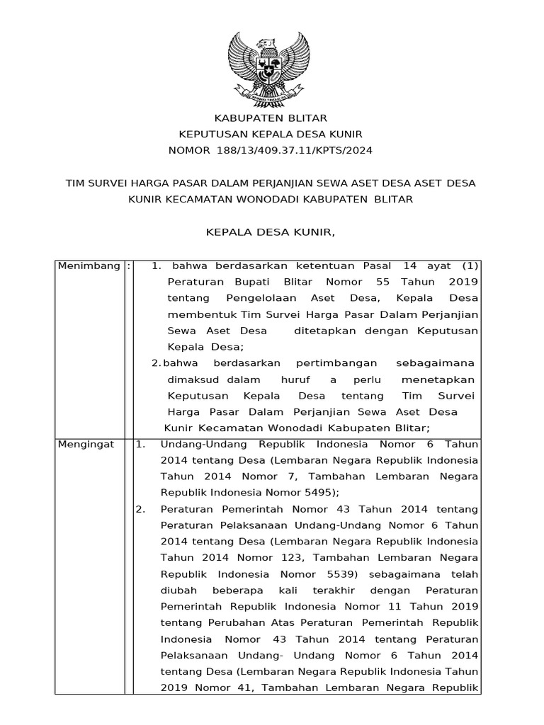 SK Tim Survei Harga Pasar | PDF