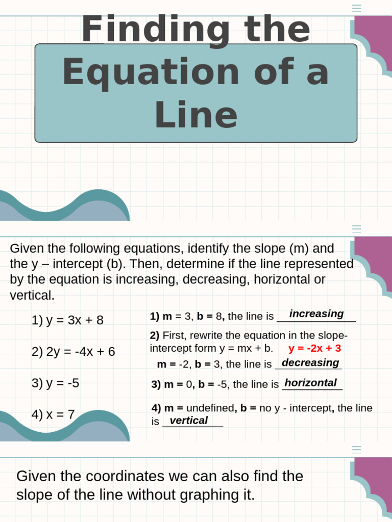 Equation of a Line | PDF | Slope | Mathematical Concepts
